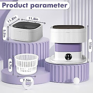 Portable Washing Machine, 15L Upgraded Mini Washing Machine and Spin Basket Deep Cleaning of Baby Clothes or Underwear, Small Foldable Washing machine for Apartments, Camping, Travel Laundry (PURPLE)