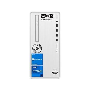 HP Pavilion Desktop, Intel Core i7-12700 Processor, Intel UHD Graphics 770, 64GB RAM, 2TB SSD + 2TB HDD, Wi-Fi 6, SD Card Reader, DVD-RW, HDMI, RJ-45, Wired KB & Mouse, Windows 11 Home, White