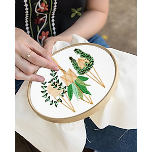 Santune 3 Sets Embroidery Starter Kit with Pattern and Instructions, Cross Stitch Set, Stamped Embroidery Kits with 3 Embroidery Clothes with Pattern, 1 Embroidery Hoops