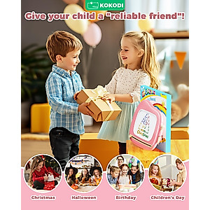 KOKODI Toys Gifts for 1 2 3 Years Old Girl, Sturdy Magnetic Drawing Board Sketch Doodle Pad, Educational Learning Birthday Easter Gifts Basket Stuffers for Kids Toddler - Left Hands Friendly