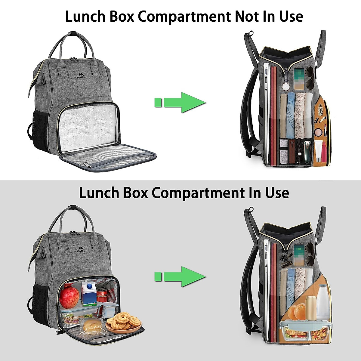 Lunch Backpack, Insulated Cooler Backpack Lunch Box Laptop Backpack with USB Port for Women Men, Water Resistant Leak-proof Lunch Bag Nurses Gifts for Women Work School Picnic Fits 15.6 Inch Laptop