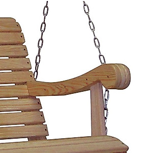 Ecommersify Inc 5 Ft Feet Roll Back Scandinavian Style Grandpa Porch Swing from High end Hand Selected Rot-Resistant Cypress Wood with Stainless Steel Hardware - Chains Included