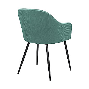 Armen Living Pixie Fabric Dining Room Chair with Black Metal Legs, 18" Seat Height, Teal