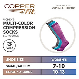 Copper Fit womens Knee High Compression Socks, Assorted Colors, Small-Medium US