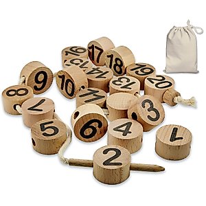 Montessori Toys for Toddlers Lacing Beads with Numbers - Developmental and Fine Motor Skills Toy