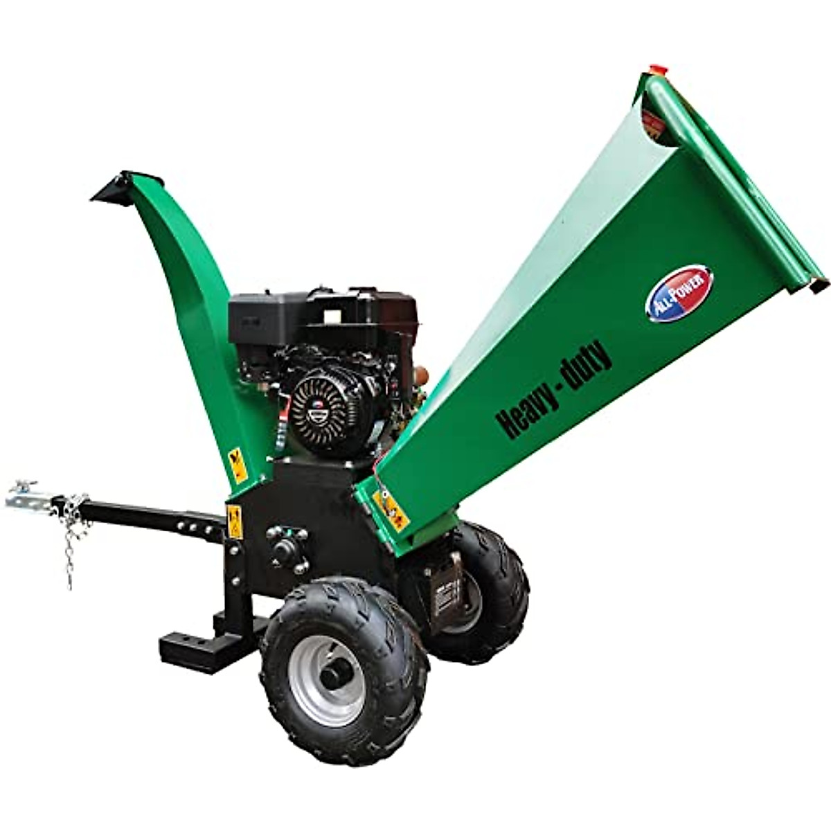 All Power America APWC420E Heavy Duty Durable Chipper Shredder Mulcher w/Electric Start-Max 6" Inch Wood Diameter Capacity Gas Powered, 15HP 420cc, Green