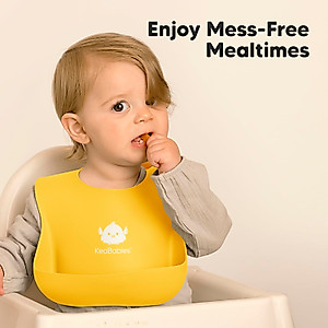 KeaBabies 2-Pack Silicone Bibs For Babies, Silicone Baby Bibs for Eating, Food-Grade Pure Silicone Bib, Toddler Bibs, Waterproof Bibs, Feeding Bibs, Silicon Bibs for Toddlers,Boys,Girls (Funtastic)