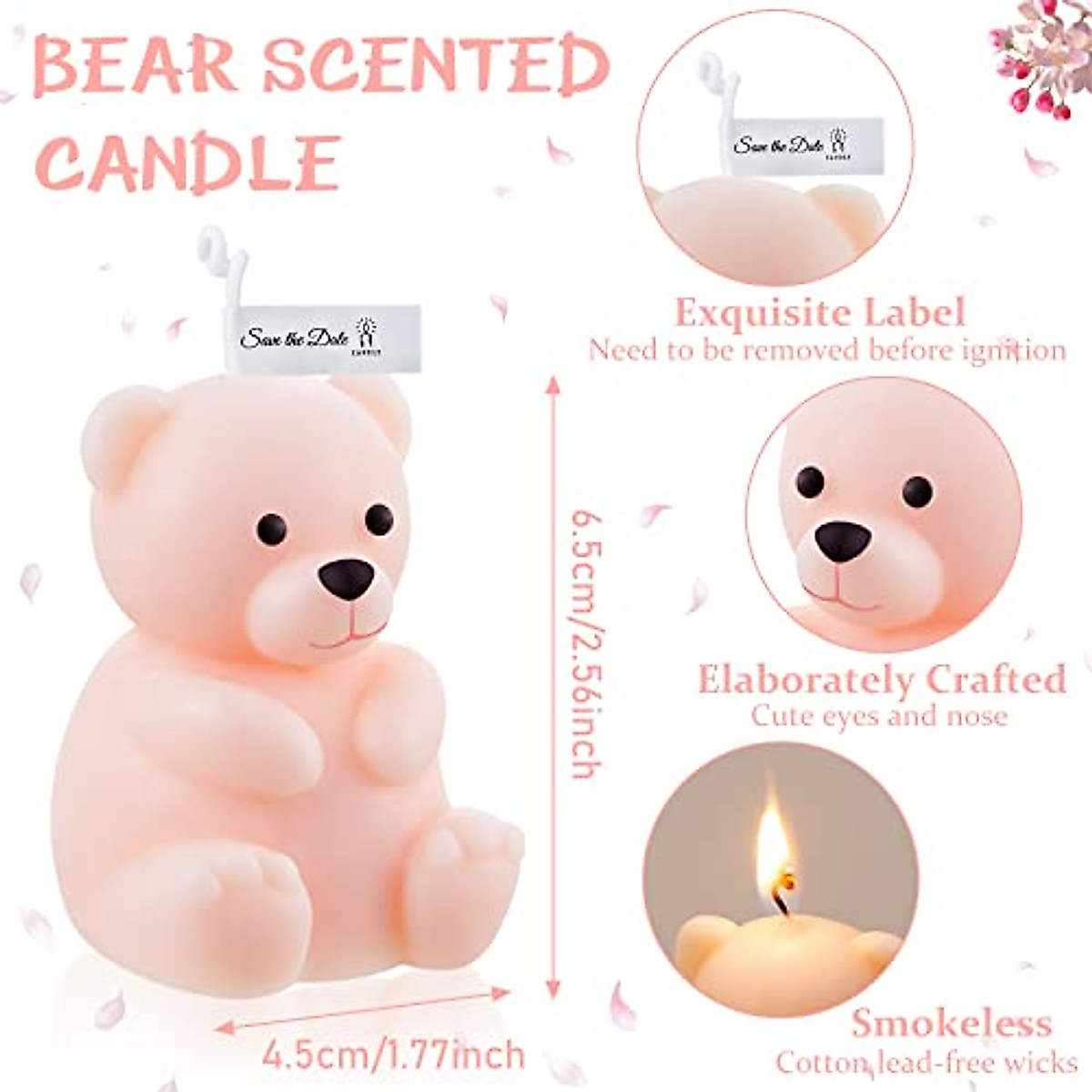 4 Pcs Bear Scented Candle Soy Wax Cute Baby Shower Candles Bear Candle Handmade Decorative Aesthetic Candles for Home Bedroom Bathroom Wedding Gift Baby Shower Favor Birthday Supplies, 4 Colors