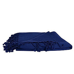 Peach Couture Home Collection Luxuriously Warm and Soft Cashmere Throw Blanket 50 x 60 in (Royal Blue)