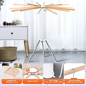Colayer Solid Wood Tripod Clothes Drying Rack, Foldable Portable Solid Wood Clothes Rack, Space Saving Laundry and Drying Rack
