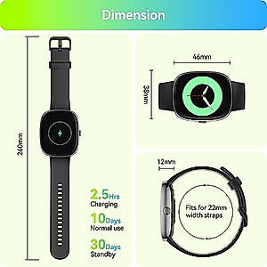 anyloop Smart Watches for Men Women with 24/7 Heart Rate Blood Oxygen Monitor Sleep Tracking, 46mm 1.3oz Step Calorie Counter Fitness Watch Activity Trackers for iOS and Android Phones