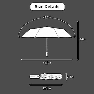 GENMAI SOEASY Compact Travel Umbrella for Rain,8 Ribs Strong Windproof Umbrellas Auto Open & Close Collapsible Small Folding Portable Umbrella for Car,Backpack Men and Women Manual Black