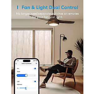 meross Smart Ceiling Fan Control & Dimmer Light Switch, Works w/Apple HomeKit, Alexa, Google & SmartThings, 4-Speed Fan Control, 2.4G Wi-Fi Fan and Light Switch Combo, Neutral Wire Needed, Single Pole