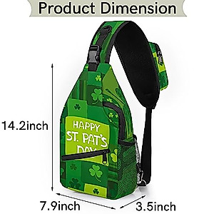 Plaid Happy St Patricks Day Shamrock Sling Backpack St. Patrick's Day Crossbody Bag Hiking Backpack Casual Daypack