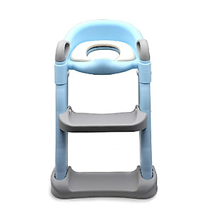 HTTMT- Classic Potty Training Toilet Ladder Seat With Upgraded Cushion Step Stool Ladder Toilet Chair/Toilet Trainer for Baby Toddler Kids Children In Blue [P/N: ET-BABY002-BLUE STEP-C]