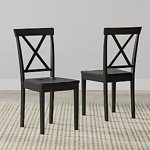 Glenwillow Home 3-PC - 42" Round Double Drop-Leaf Dining Table + X-Back Dining Chairs Dining Set in Black