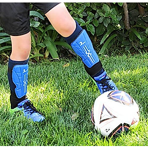 Kids Shin Guard XS Size fits Most Kids Ages 3-5 (Blue)