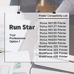 RunStar Remanufactured 3-Pack 124 Ink Cartridge Replacement for Epson 124 T124 Work for NX125 Stylus NX127 NX130 Stylus NX230 NX330 Stylus NX420 NX430 Workforce 320 323 325 435 Inkjet Printer (C/M/Y)