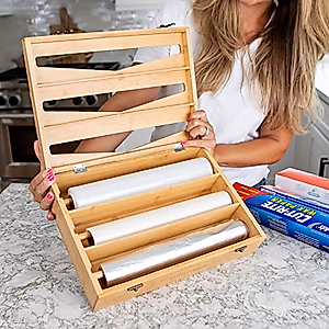 Drawer Organizer with Cutter Kitchen Wrap Organizers Foil Organizer for Drawers Saran Wrap Dispenser
