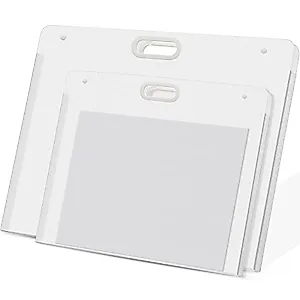 2 Size Plastic Art Portfolio Large Art Portfolio with Handles (22.44 x 17.32 and 17.32 x 13.22 inch) Waterproof Portfolio Folder for Artwork Painting Poster Storage with 20 pcs 8k Drawing Paper
