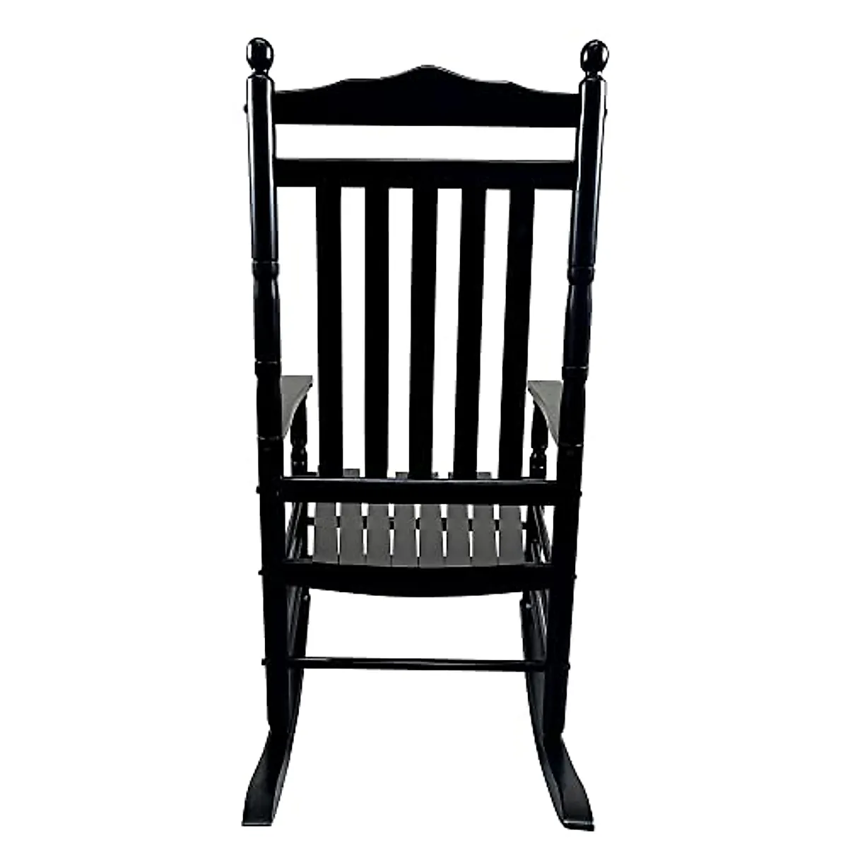 Balcony Porch Adult Rocking Chair, Wood Outdoor Indoor Porch Rocker Chair for Adult, All Weather- Resistant Patio Rocking Chair for Garden, Lawn, Balcony, Backyard, Black