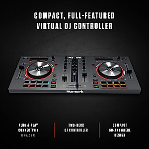 Numark Mixtrack 3 | All-In-One 2-Deck DJ Controller for Serato DJ Including an Long-Throw Pitch Faders, 5-inch High Resolution Jog Wheels and Virtual DJ LE & Prime Loops Remix Tool Kit