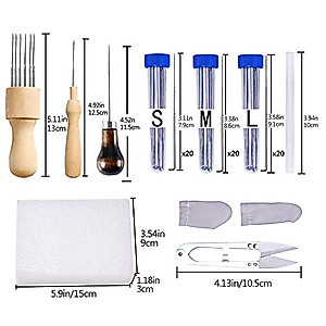IMZAY Needle Felting Tools, Wool Felting Supplies, Needle Felting Kit with 60 Pcs Needles Felting Needles, Foam Mat, Wooden Handle, Scissors, Perfect for DIY Felting Wool Projects