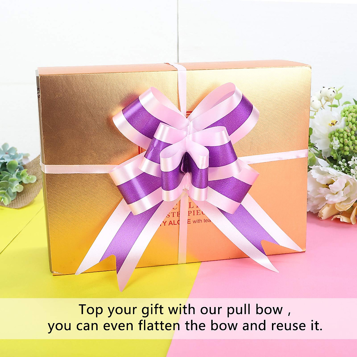 MMYQXI 80 Pieces 5.5 Inches Diameter Pull Bows for Gifts Pull Bows Present Wrapping Pull Bows with Ribbon for Wedding Present Baskets Random Color