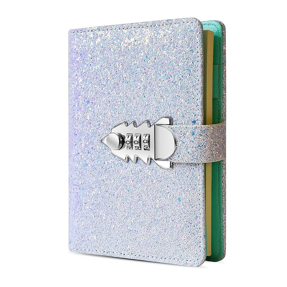 ARRLSDB Digital Password Journal Combination Lock Diary Locking A6 Refillable Leather Journal (White)