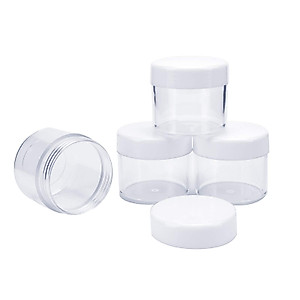 Bekith 60 Pack 0.7oz / 20 ml Round Plastic Pot Jars, Empty Sample Makeup Cosmetic Containers with Lids for Creams, Eye Shadow, Powder, Jewelry