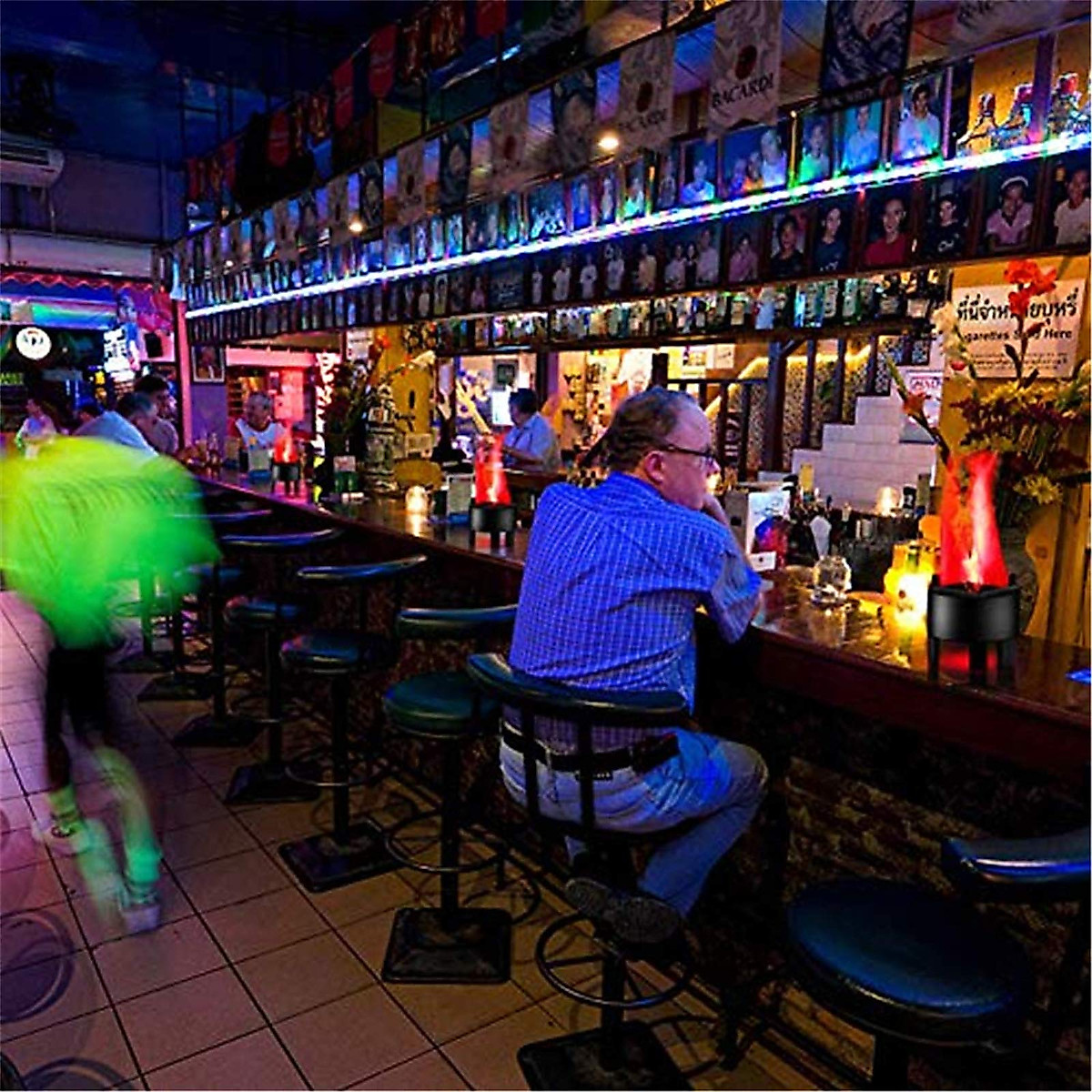 Electronic LED Fake Fire Flame Simulated Flame Effect Light No Heat Base Support Halloween Artificial Flame 3D Campfire Centerpiece for Christmas, Festival Night Clubs (3D Triangle Flame)