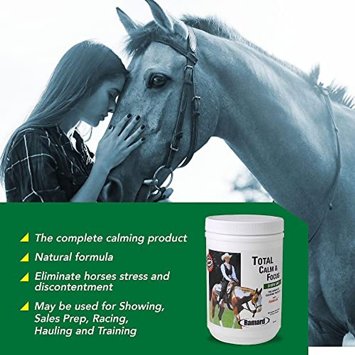 Ramard Total Calm & Focus Horse Supplement |Magnesium & Calming Supplement for Horse Training & Performance |Mental Alertness w/o Drowsiness |No Herbs or Banned Substances - Horse Show Supplies - 1 pk