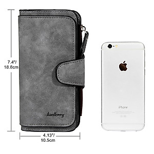 Wallet for Women RFID Blocking Clutch Purse Long Ladies Credit Card Holder Organizer(Dark Grey)