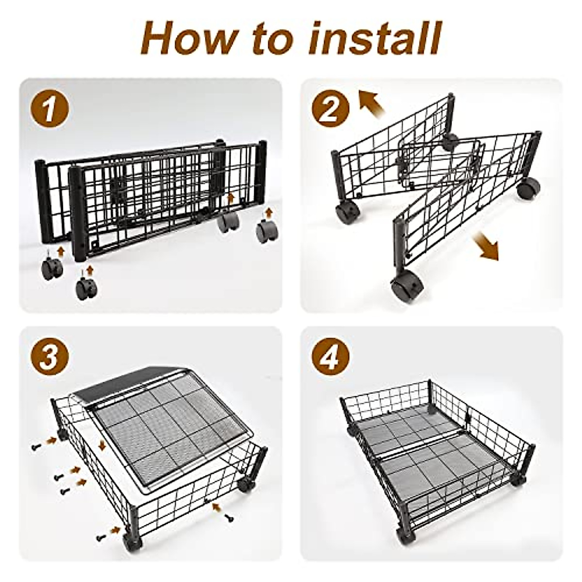 Under Bed Storage with Wheels, Rolling Under Bed Shoe Storage Container, Under Bed Cart with Wheels, Underbed Storage with Sturdy Storage Bags & Clear Window & Thick Fabric, 2 Sets, (Black)