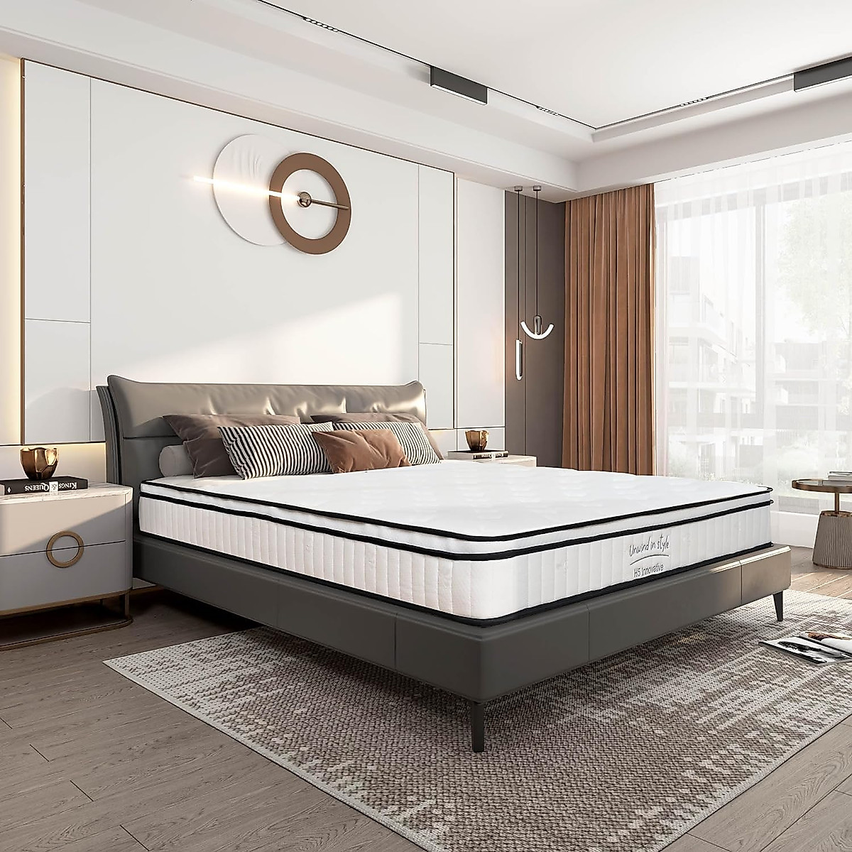 Queen Mattress,10 Inch Queen Size Mattress,Hybrid Mattress Queen In a Box,Individually Pocketed Innerspring,Fiberglass-Free Mattress,Medium Firm CertiPUR-US Certified,120 Nights Risk-Free Trial,White