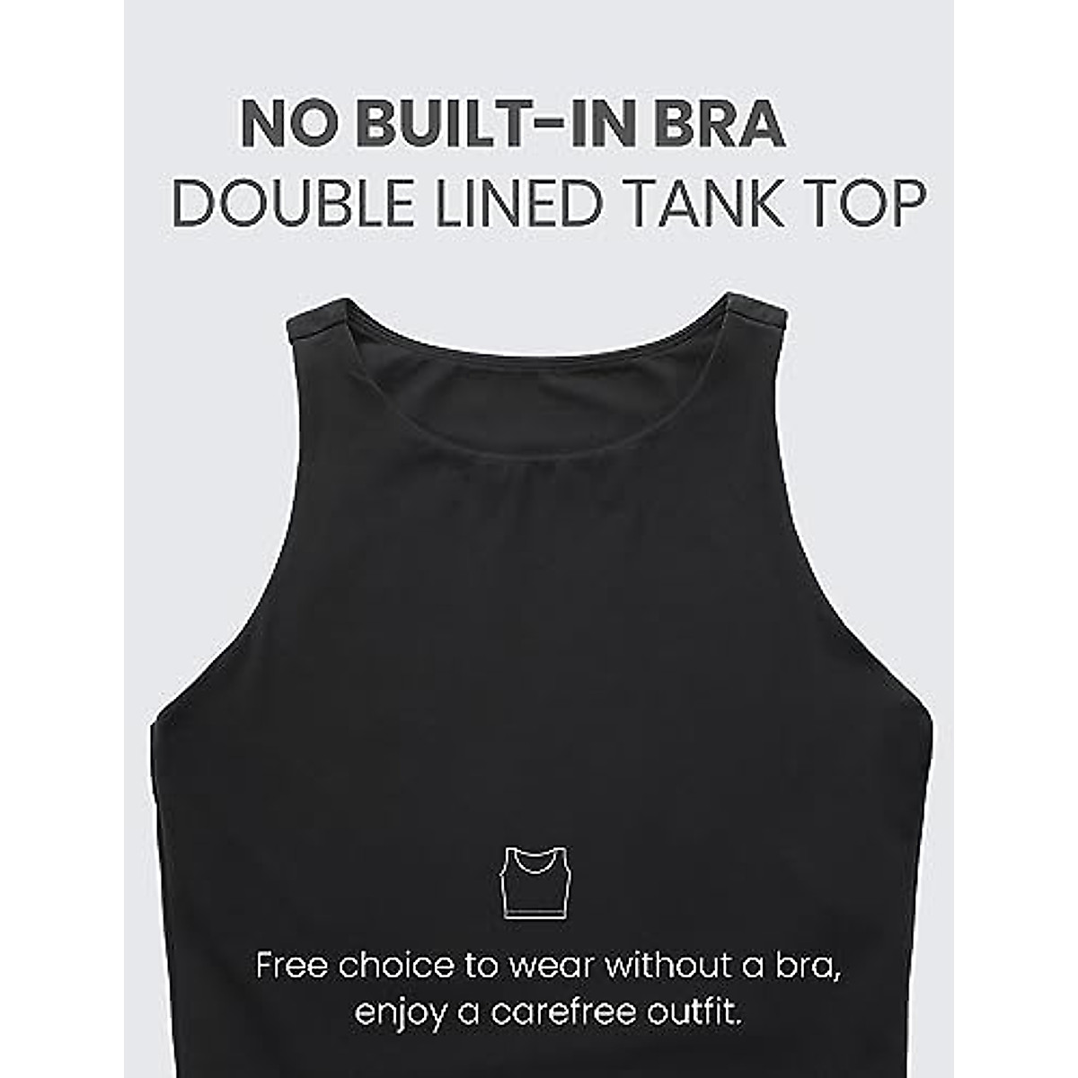 CRZ YOGA Womens Butterluxe Double Lined Cropped Tank Tops High Neck Racerback Tanks Sleeveless Casual Workout Crop Top Black Medium