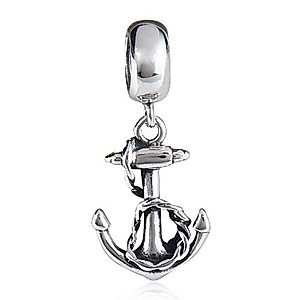 Anchor Charm 925 Sterling Silver Sailor Charm USN Charm Sea Charm Birthday Charm Anniversary Charm for Pandora Charms Bracelet (A)