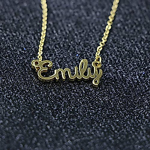 Awegift Name Necklace Big Initial Gold Plated Best Friend Jewelry Women Gift for Her Emily