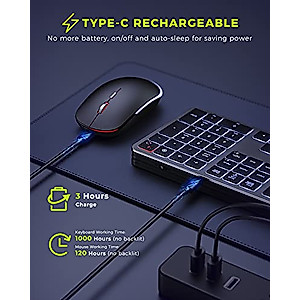 Backlit Wireless Keyboard and Mouse Combo, seenda Rechargeable 2.4G USB Cordless Illuminated Keyboard & Mouse, Ultra Slim Full Size Computer Keyboard and Mouse for Windows 7/8/10 Laptop Desktop PC