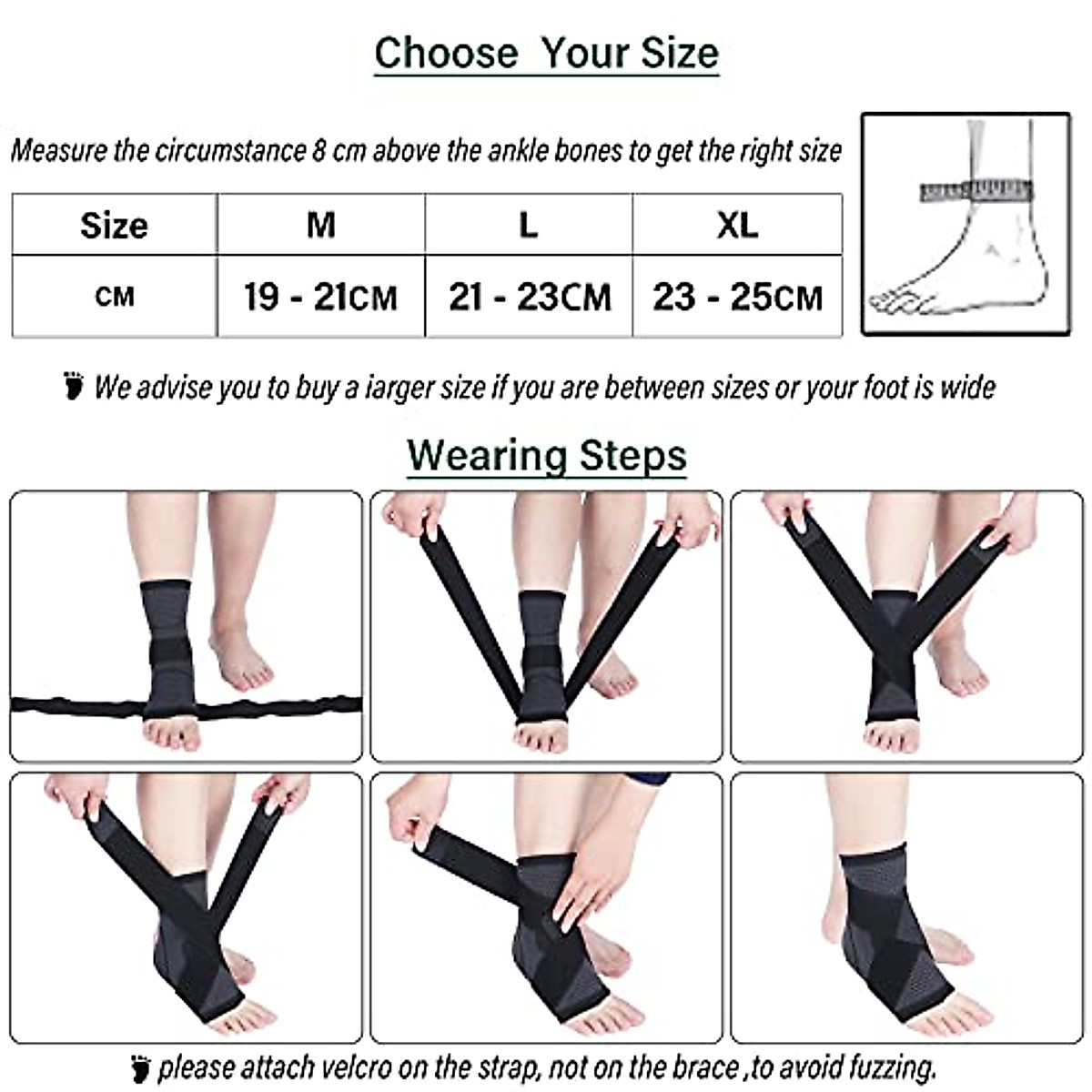 Ankle Braces, Adjustable Compression Ankle Support Men & Women for Injury Recovery, Achilles support and Strong Ankle Brace Sports Protection, Stabilize Ligaments-Eases Swelling and Sprained Ankle