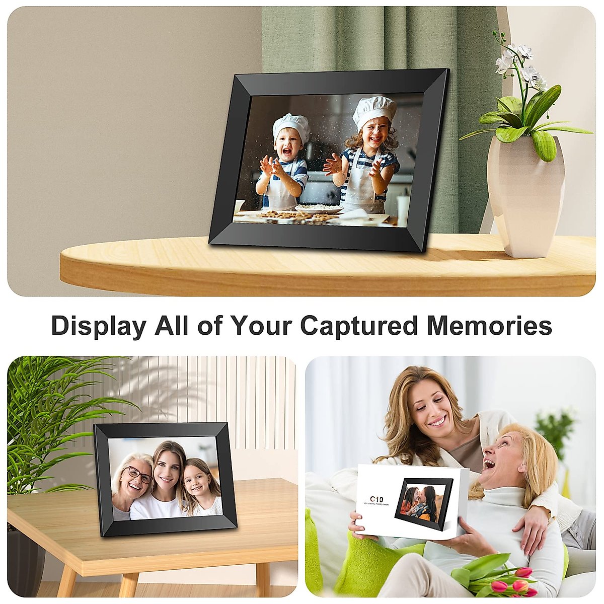 Frameo Digital Frame WiFi,MARVUE Digital Photo Frame 10.1 inch 1280x800 IPS Touch Screen HD Display, 16GB Storage Auto-Rotate,Easy to Share Photo/Video