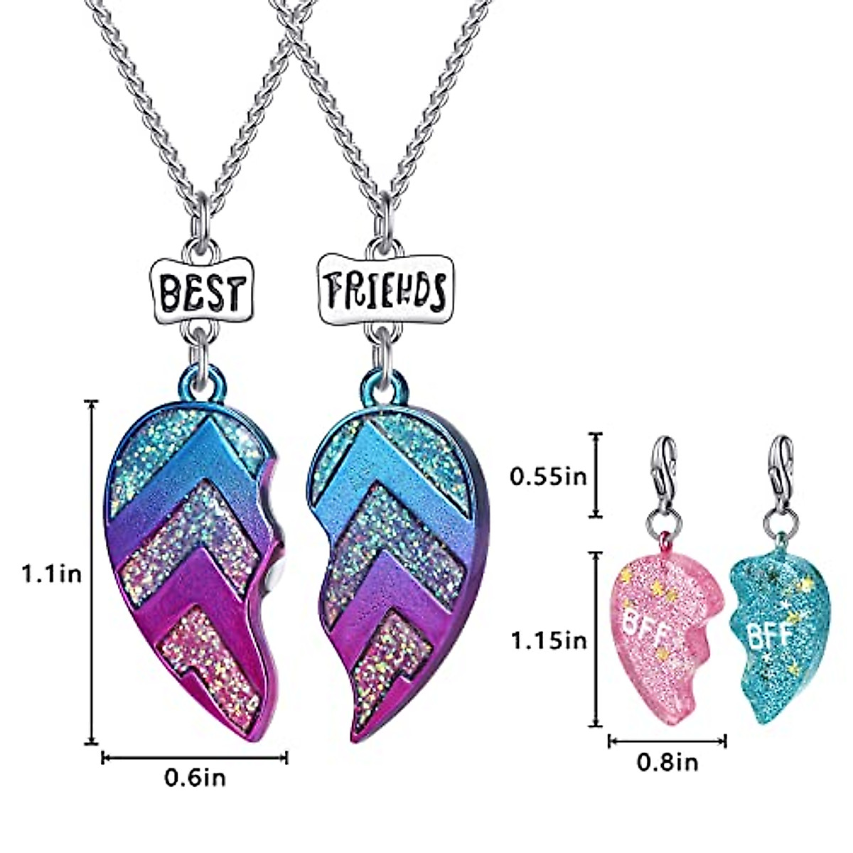 BGSHEMNI Best Friends Half Heart Pendant Necklace for Children, Kid's Best Friend Jewelry,Friendship Gift Girls BFF Necklaces-Love
