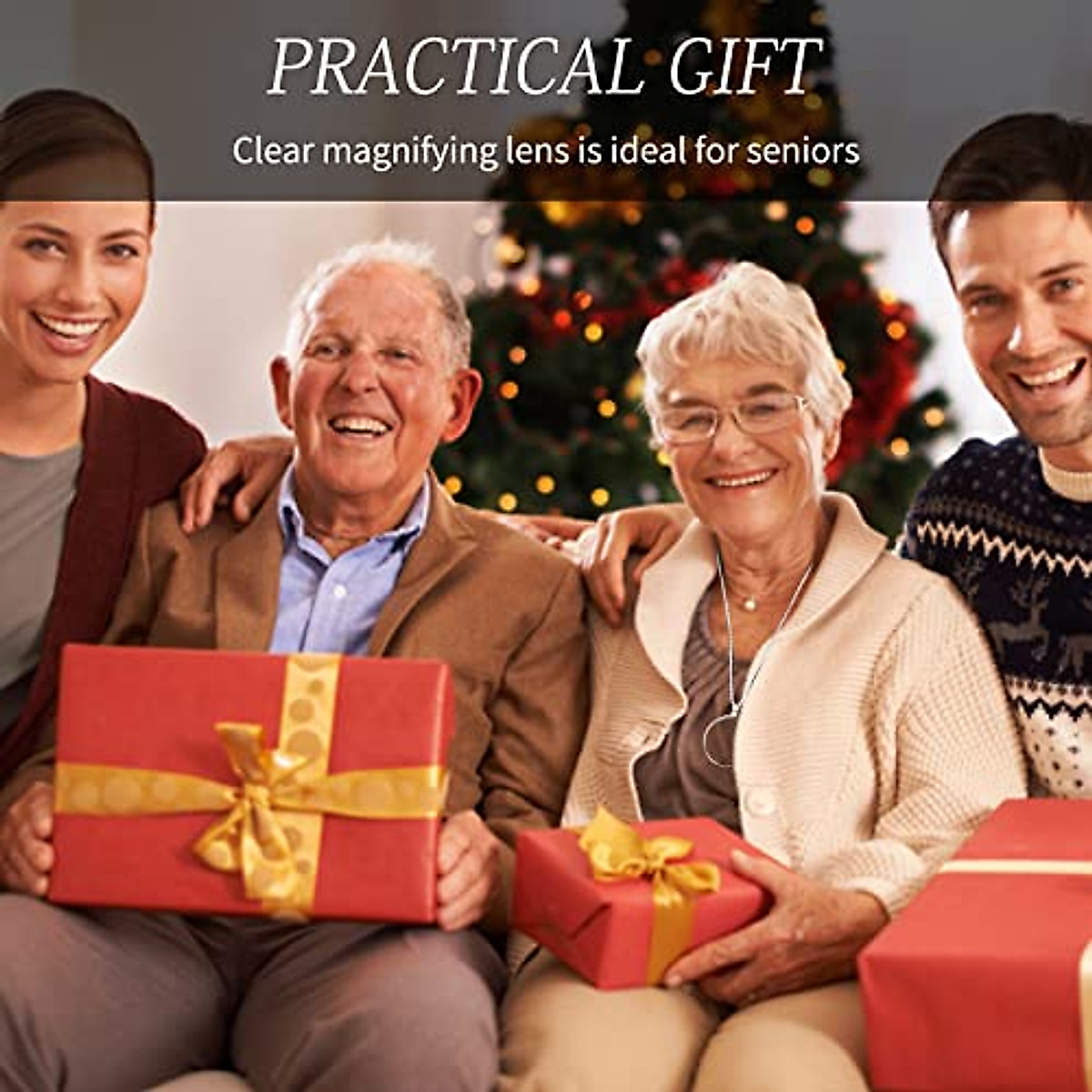 Hanging Magnifier, Portable 5X Magnifier Monocle Lens with Hanging Necklace for Reading Crafts Needlework Jewelry Hobbies(Silver)