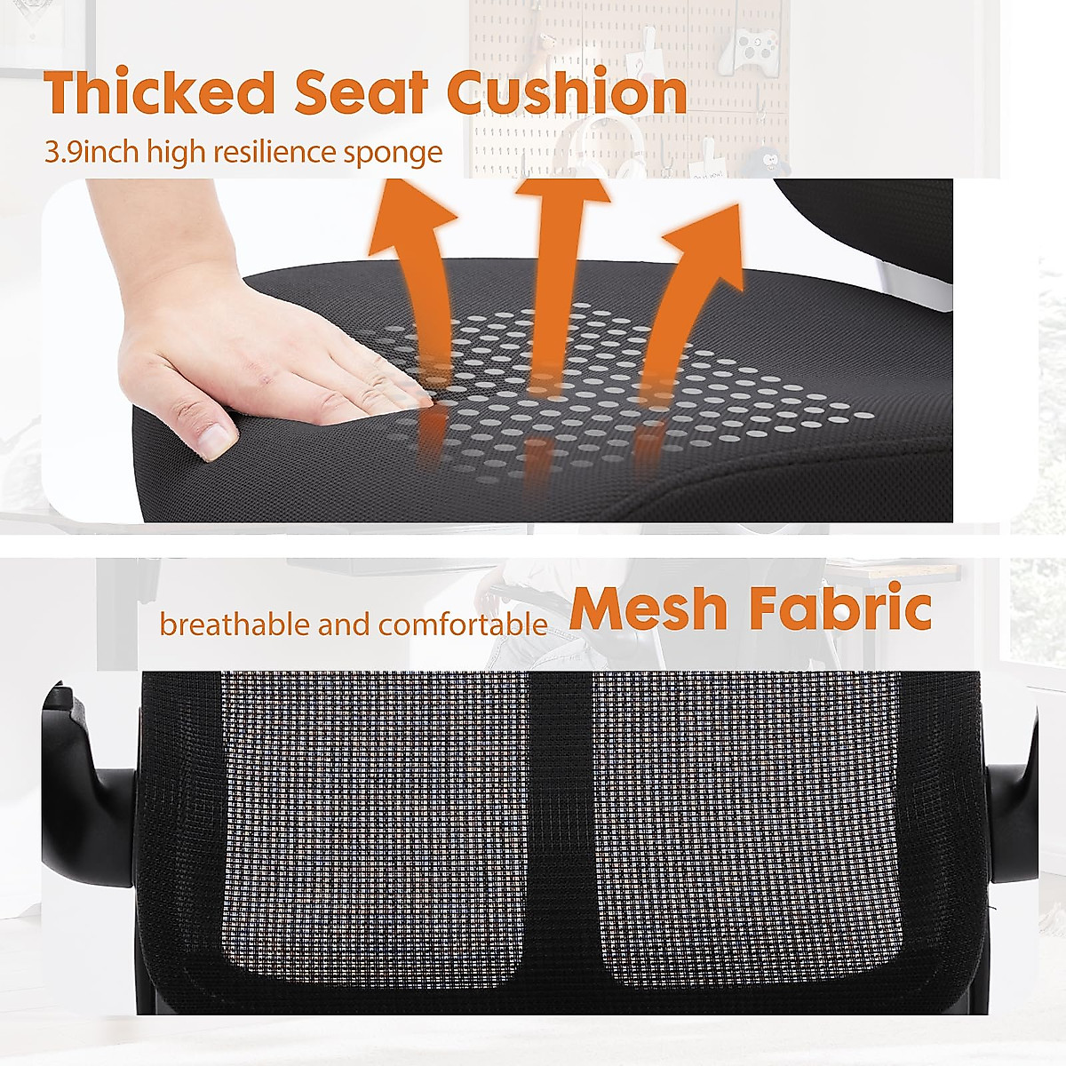 Office Chair, Ergonomic Desk Chair Computer Chair High Back Mesh Chair, Executive Home Office Chair with Flip-up Armrests, Lumbar Support, Backrest for Home Office