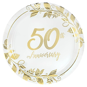 Martha's Goat 50th Anniversary Party Supplies | Bundle Includes Paper Dessert Plates and Napkins for 16 People