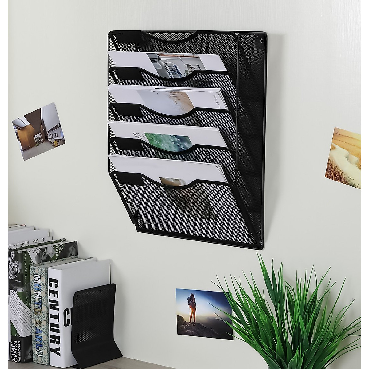 EasyPAG 5 Pockets Mesh Wall File Holder for Office & Home