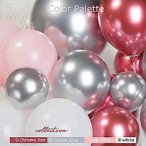 Pink Winter Wonderland Balloon Garland arch Kit Pink Chrome Silver Red White With 2 Large Snowflake Balloons for Onederland Girl Princess Birthday Party baby its cold outside baby shower decorations