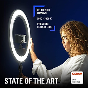 Elgato Ring Light - Premium 2500 lumens Light with desk clamp and ball mount for Streaming, TikTok, Instagram, Home Office, Temperature and Brightness app-adjustable on Mac, PC, iOS, Android