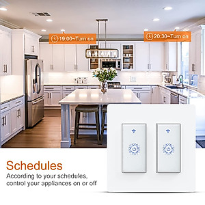 Nexete Smart Wi-Fi Wall Light Switch Compatible with Alexa Google Assistant & IFTTT ,Remote Control, Timing Function No Hub Required (smart light switch 2-Pack