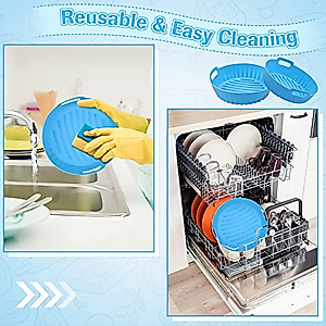 Woltechz 2 Pack Air Fryer Silicone Tray Liners - 1.5mm Thickness, Non-Stick, Heat Resistant, Time-Saving and Easy to Clean - Ideal for Cooking, Baking, and Grilling